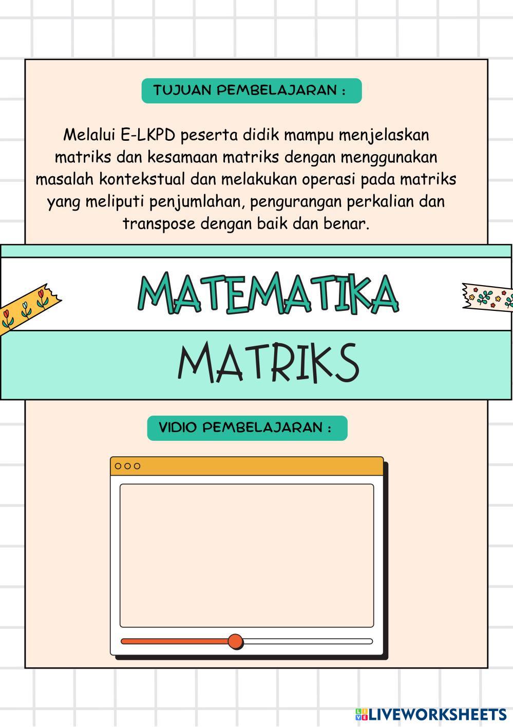 LKPD MATRIKS | Free Interactive Worksheets | 7264386