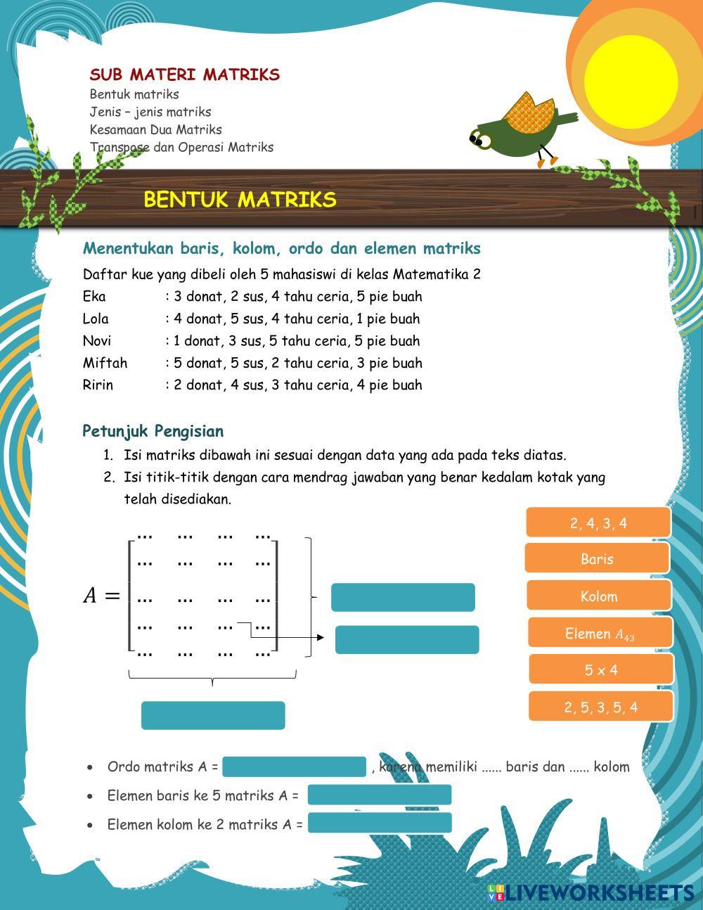 LKPD MATRIKS | Free Interactive Worksheets | 7264386
