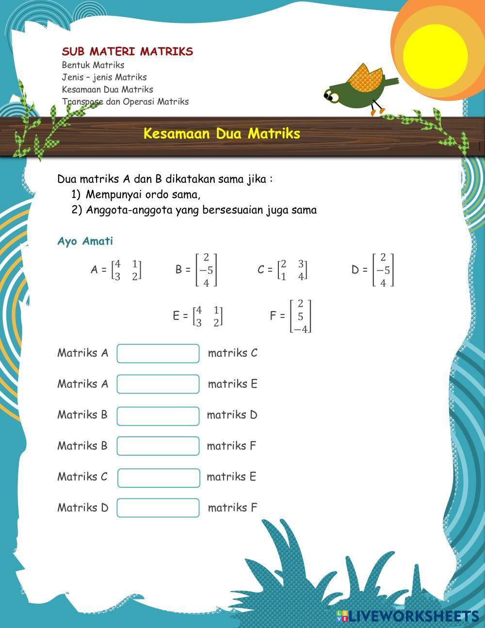 LKPD MATRIKS | Free Interactive Worksheets | 7264386