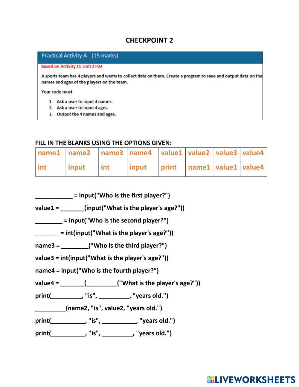 G8 - CHECKPOINT… | Free Interactive Worksheets | 7265041