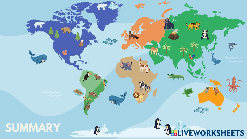 Continents and … | Free Interactive Worksheets | 7293093