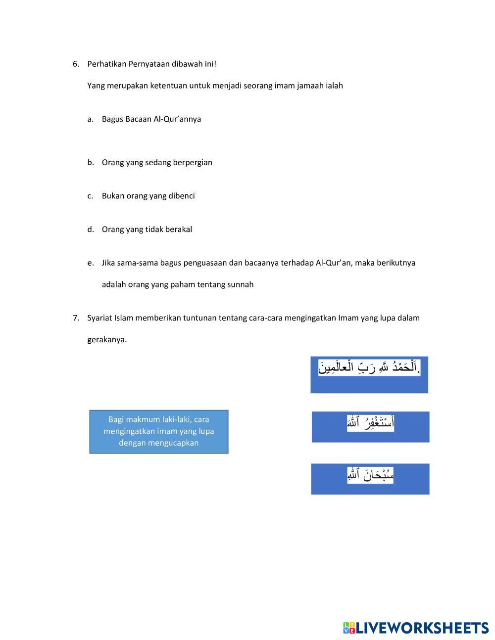 Shalat berjamaah | Live Worksheets