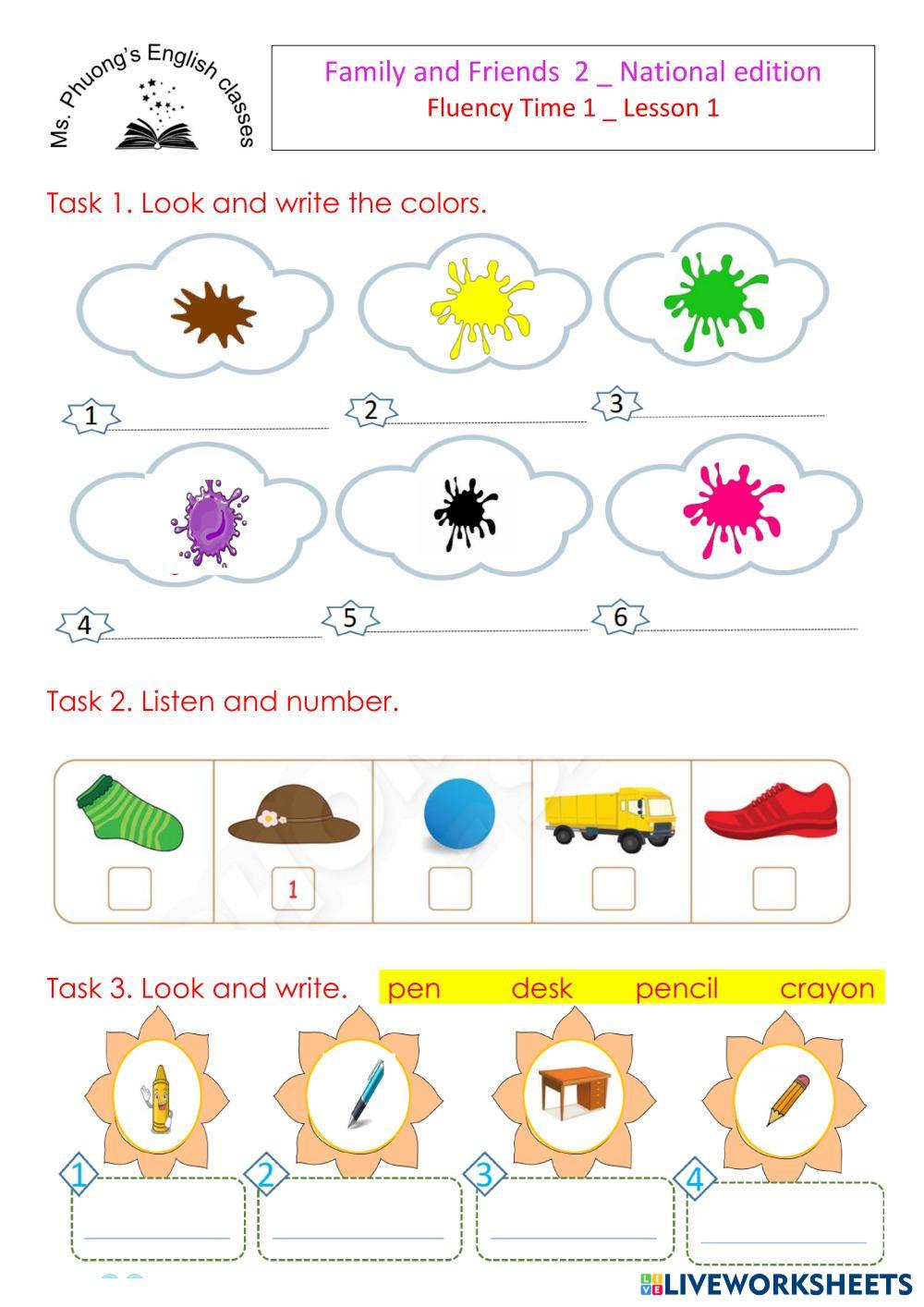 FF2_Fluency time 1 _ Lesson 1. Every day English | Live Worksheets