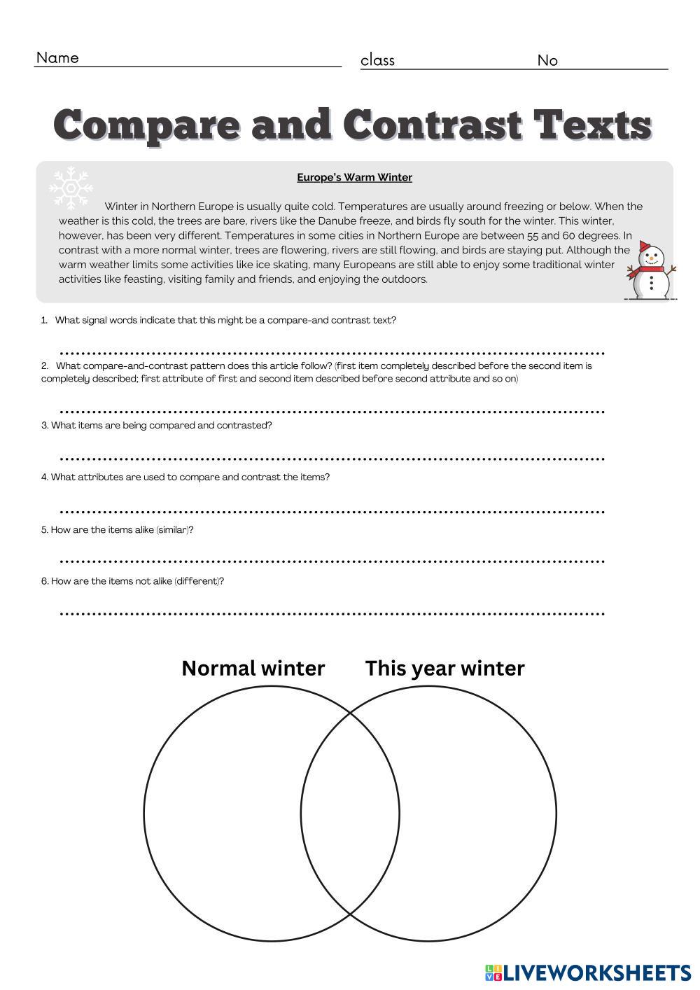Compare&Contrast | Live Worksheets