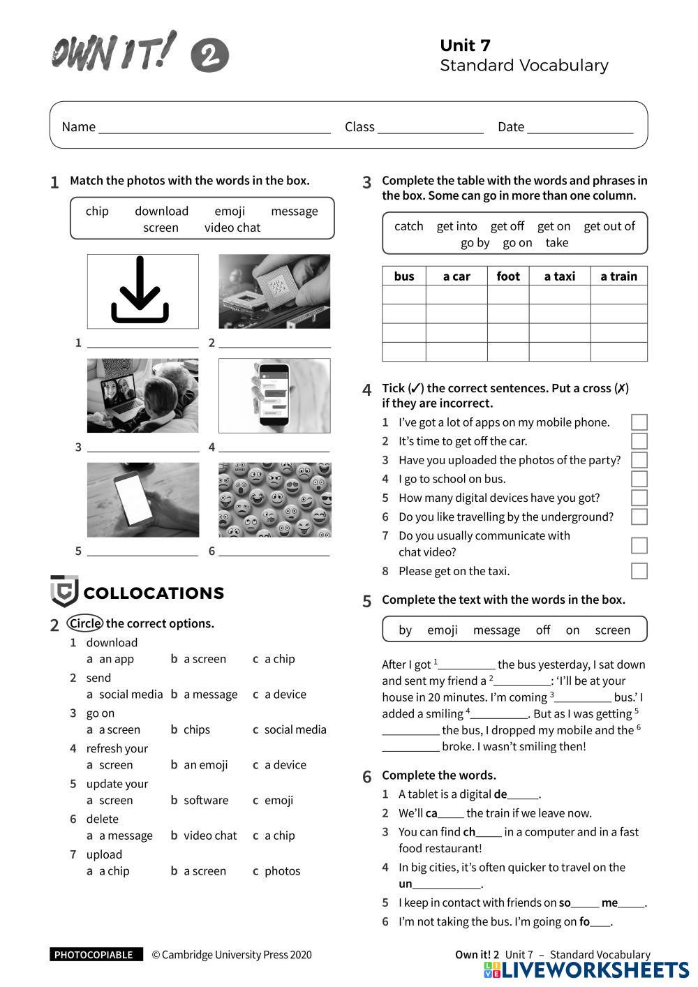 Own it 2 U7 | Free Interactive Worksheets | 7271663