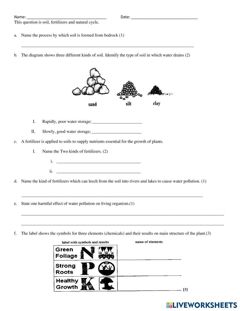 Soil BJC Questions | Live Worksheets