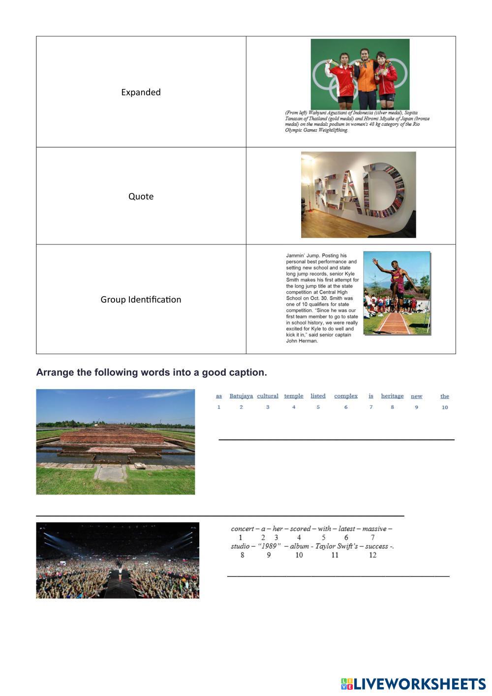 CAPTION | Live Worksheets