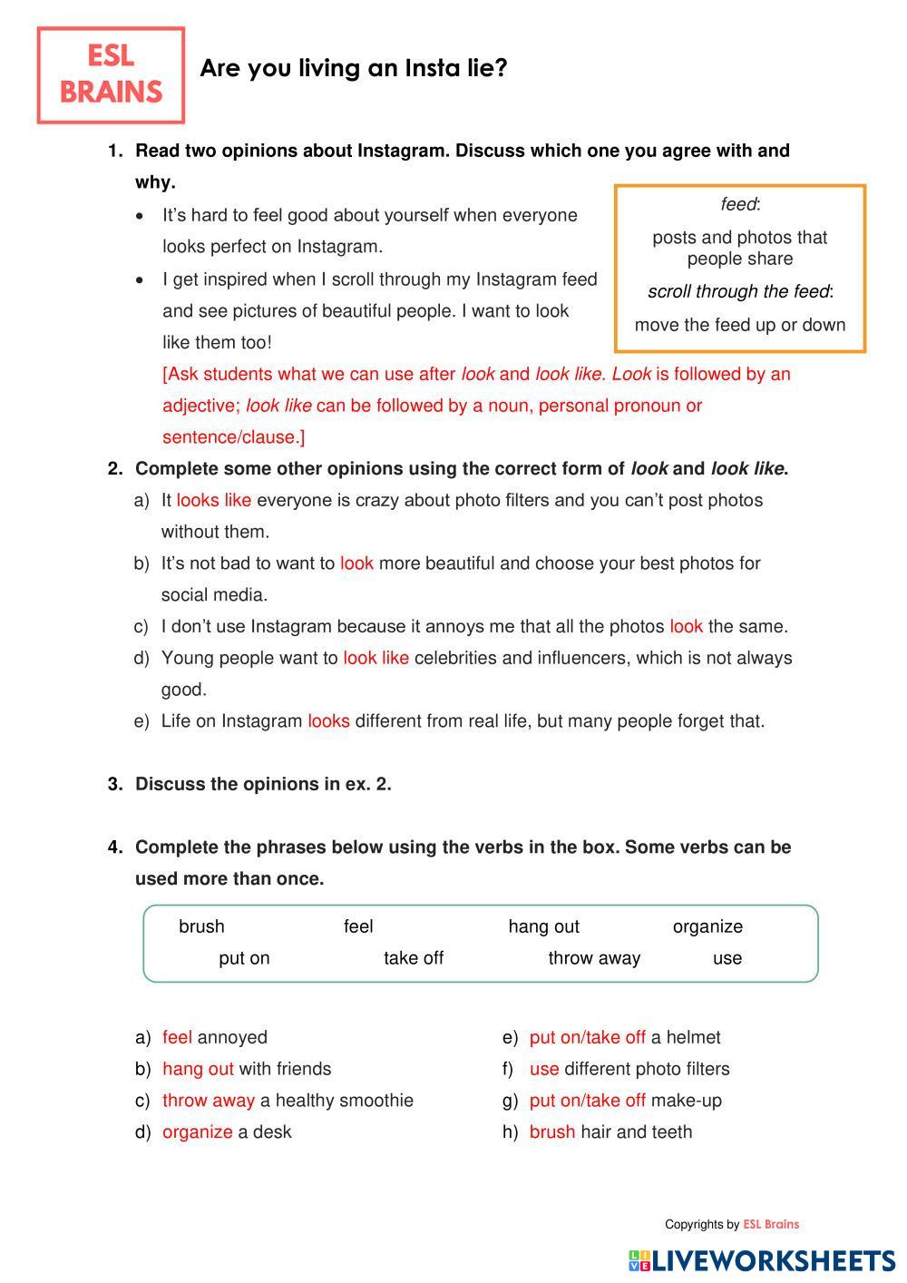Insta A2 | Live Worksheets
