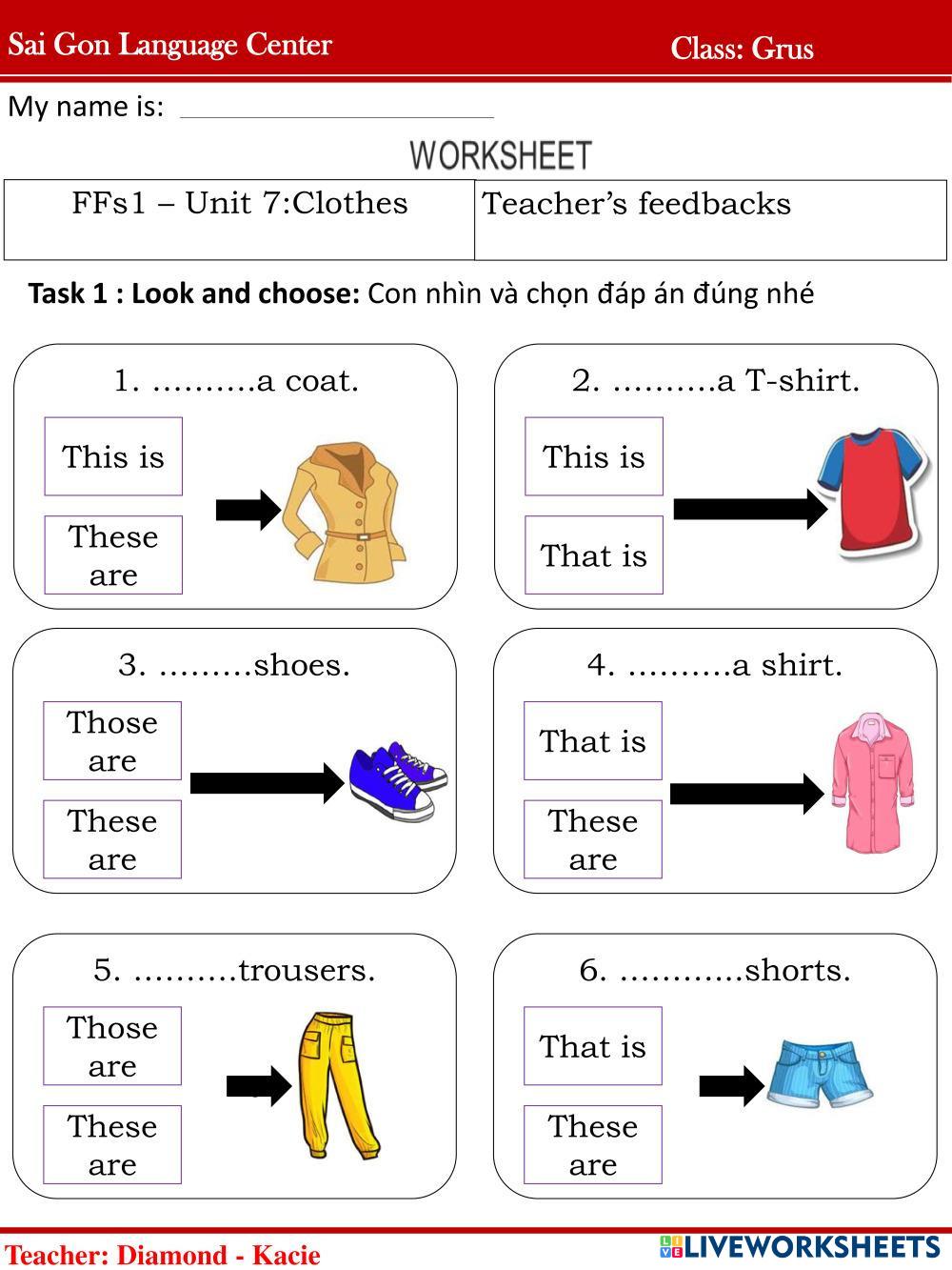 FFs1: Unit 7_Clothes- GRUS 4/11 | Huỳnh Thị Tuyết Kha