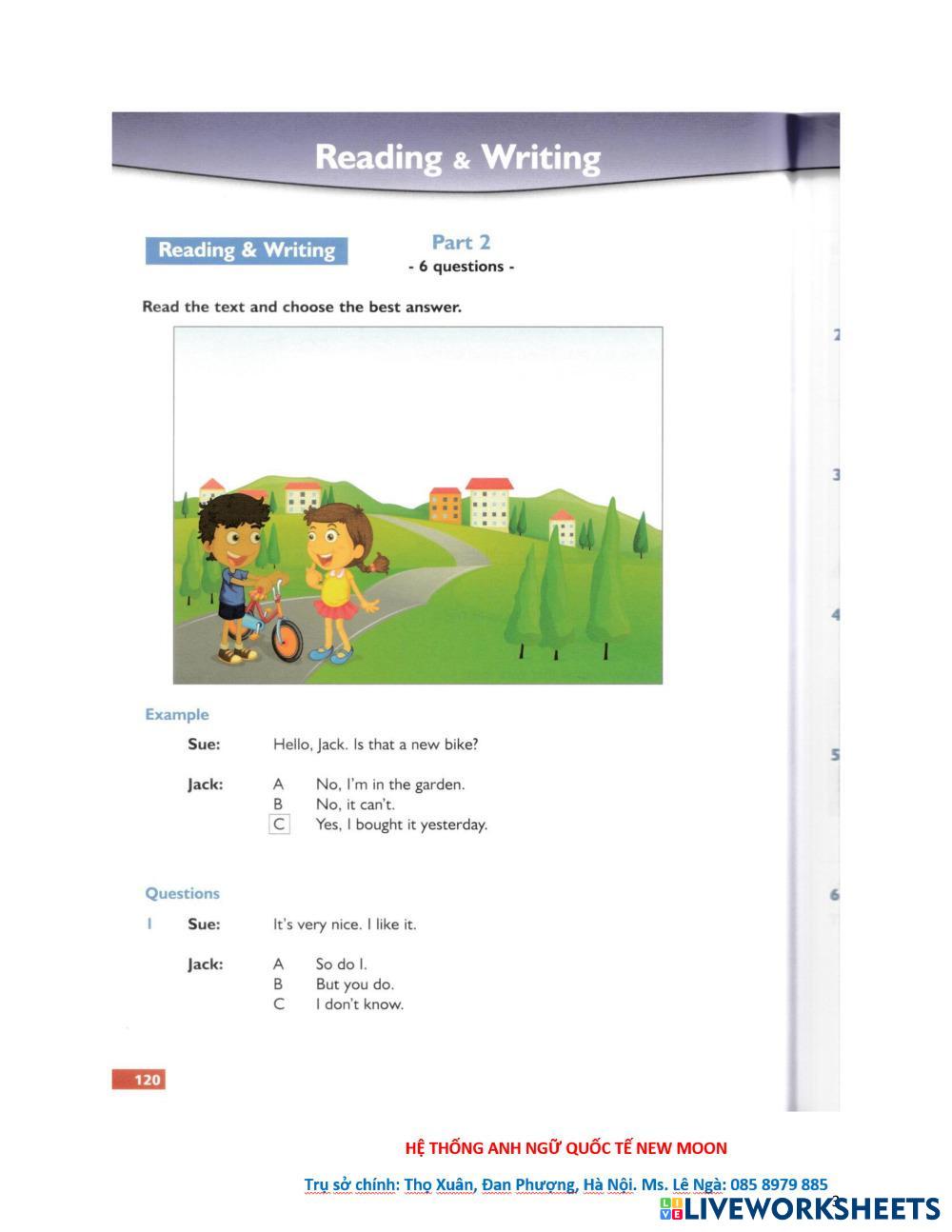 Success in Movers Test 5 Reading and Wirting 0355 | Le