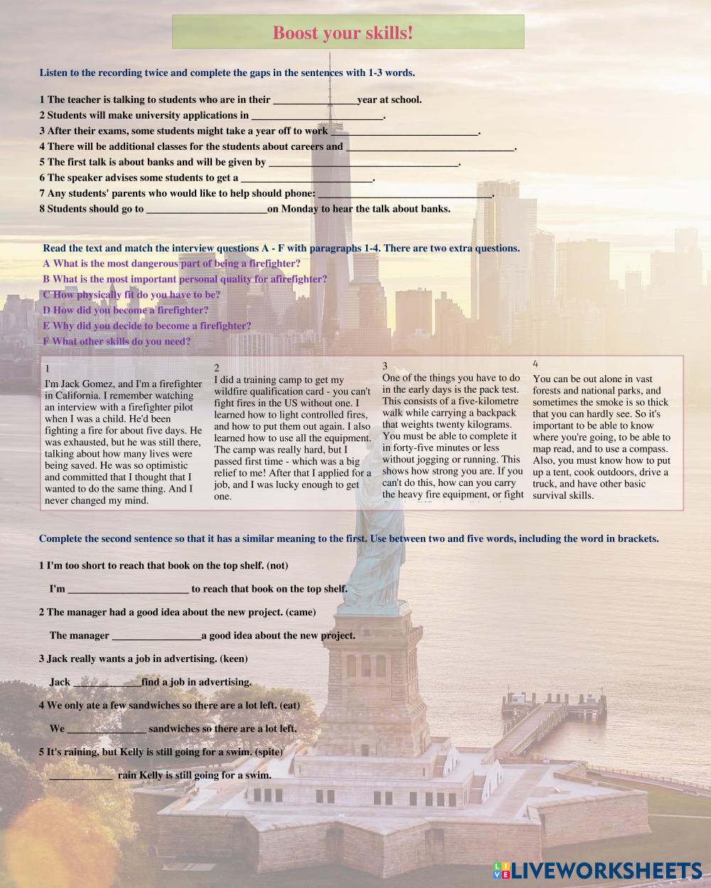 Boost your skills! | Live Worksheets