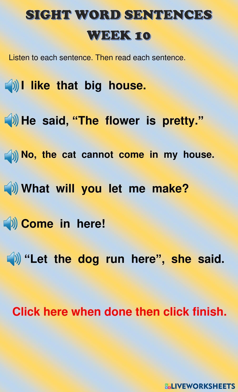 SIGHT WORDS | Live Worksheets