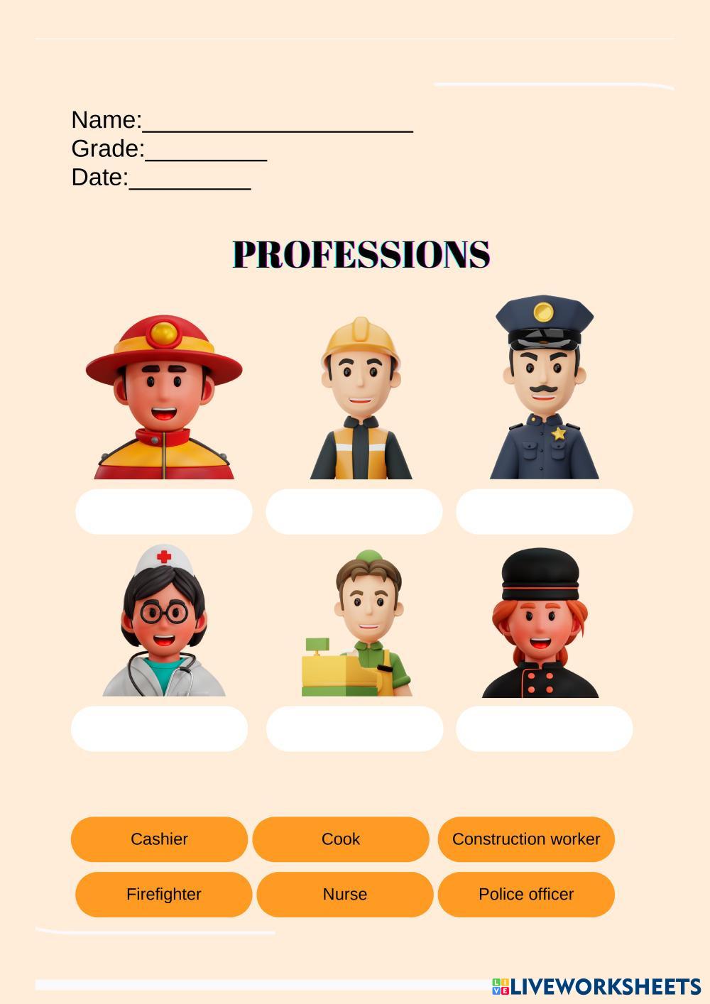 Profeessions qu… | Free Interactive Worksheets | 7278185