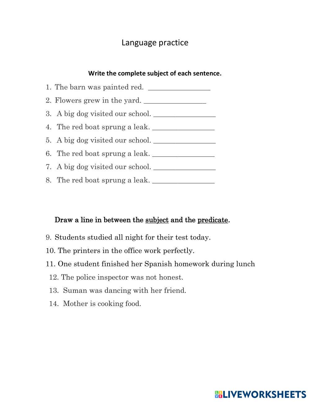 Grammar practice | Live Worksheets