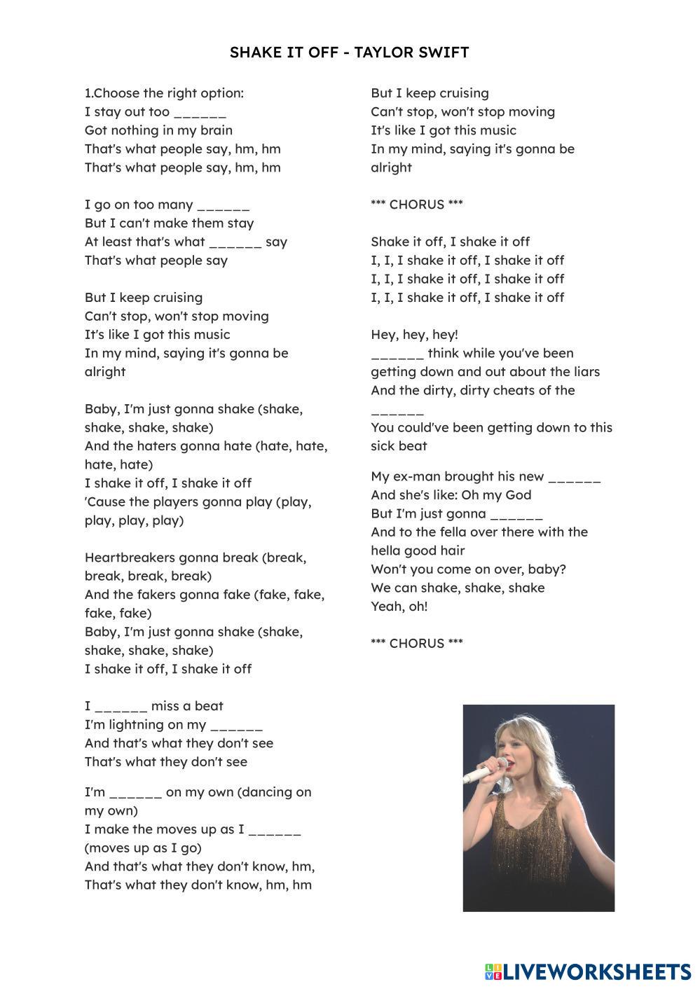 Shake it off - … | Free Interactive Worksheets | 7281055