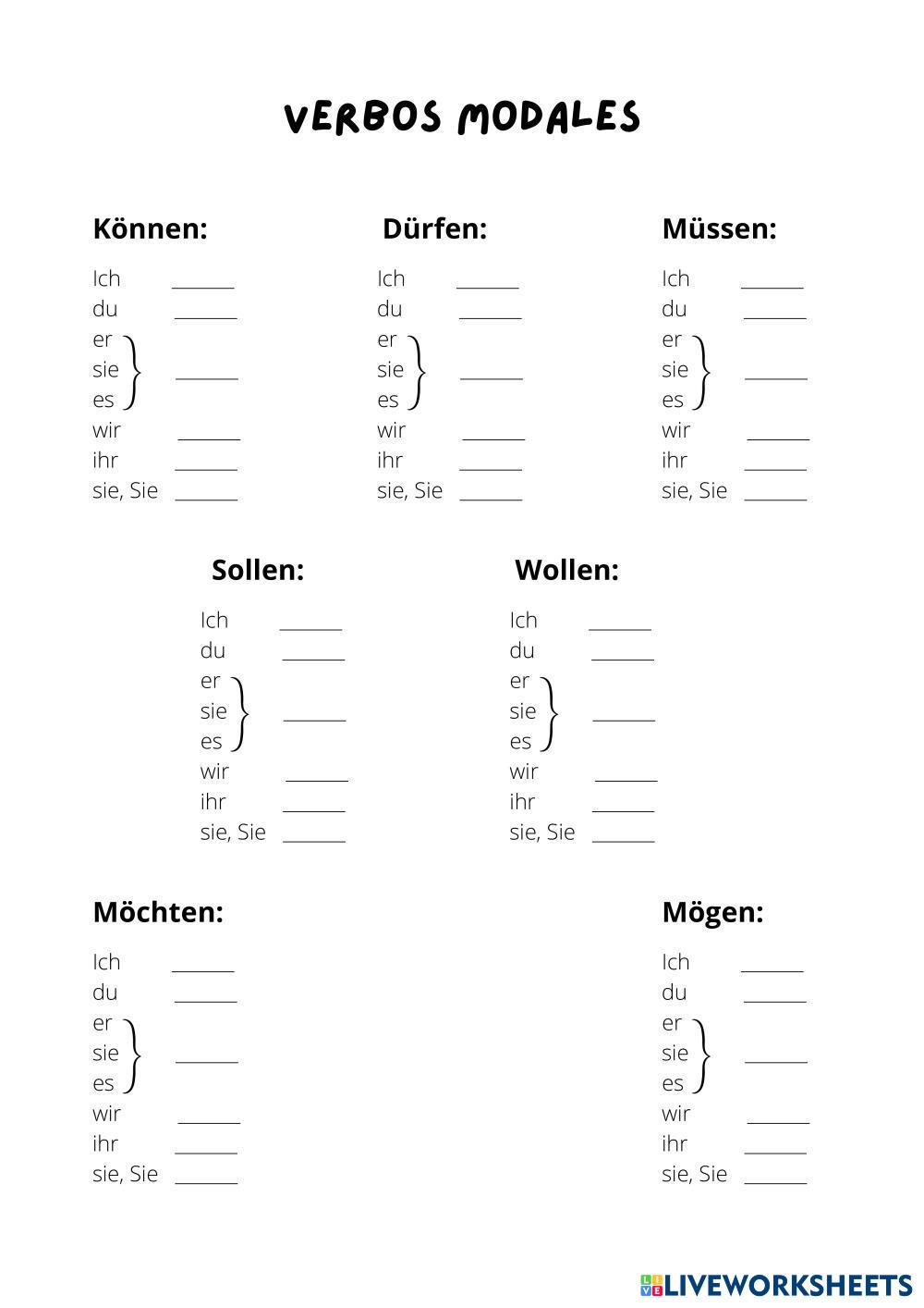 Modalverben | Free Interactive Worksheets | 7282771