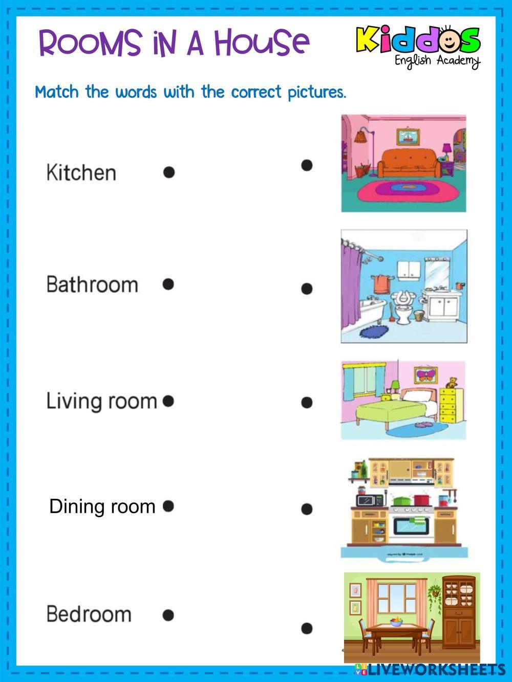 Rooms in a House | Free Interactive Worksheets | 7283961