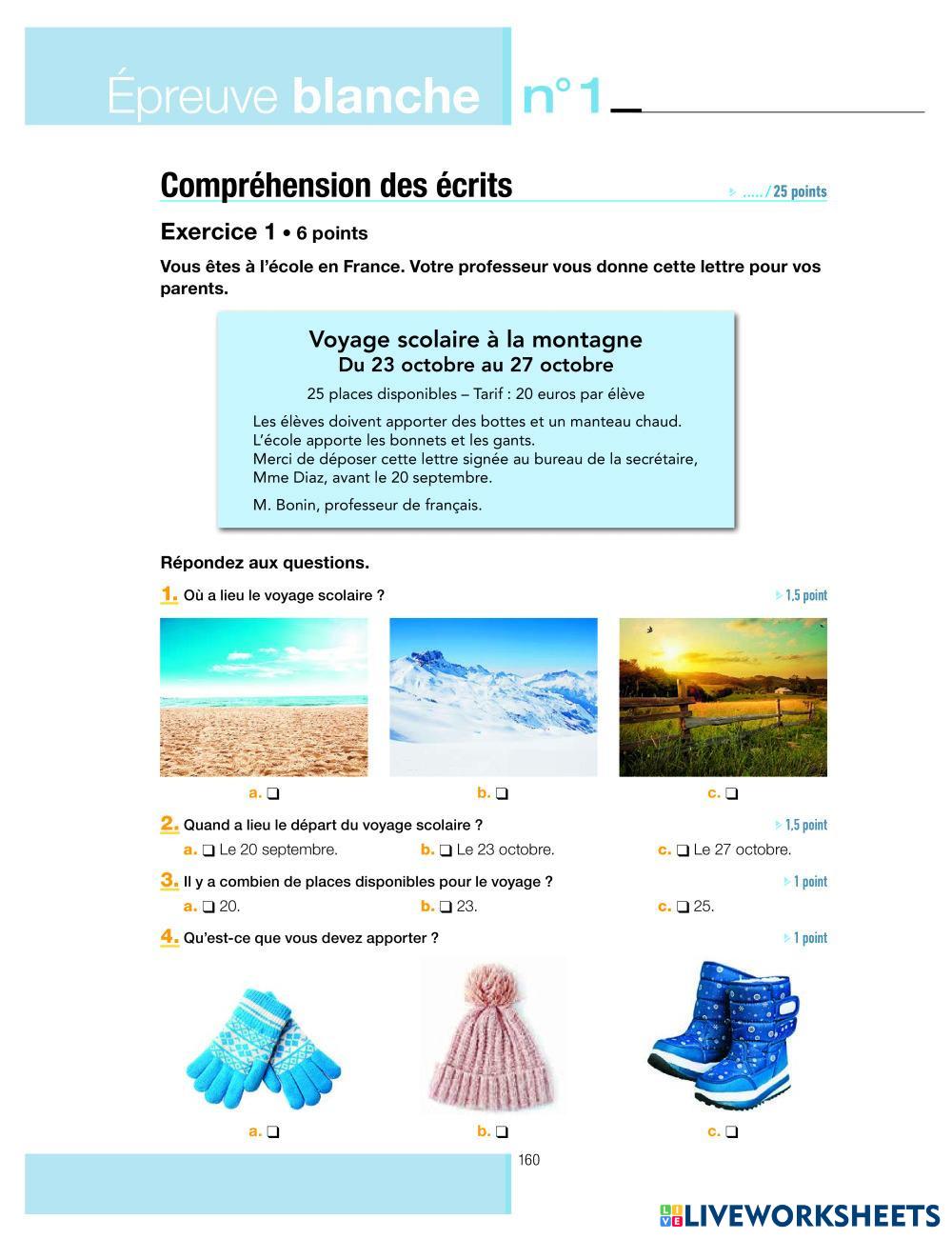 DELF A1 Junior … | Free Interactive Worksheets | 7284863