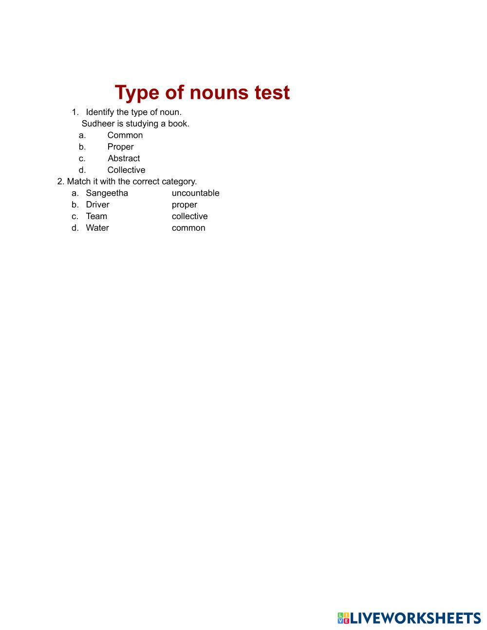 Nouns | Live Worksheets