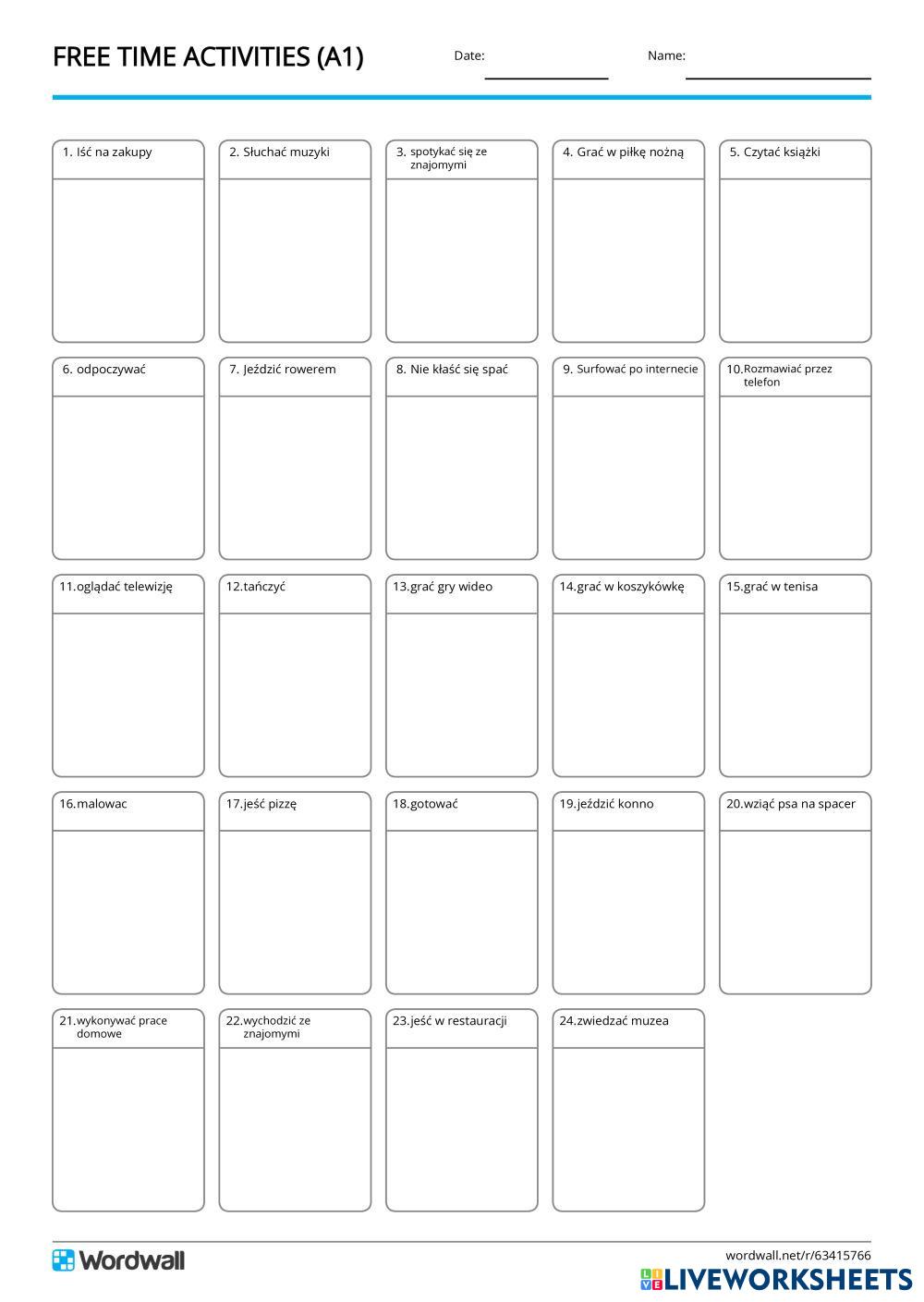 Free time activities | Anna Kulinska | Live Worksheets