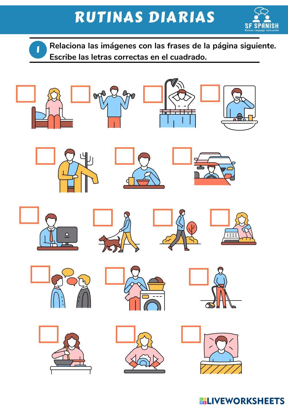 Rutinas diarias | Free Interactive Worksheets | 7288173