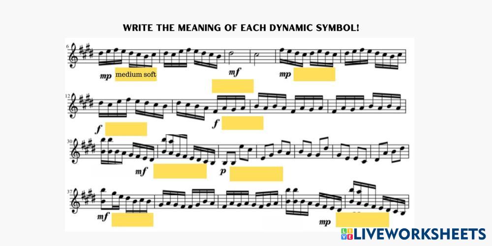 identify soft, medium soft, medium loud, loud (score view) | Live ...