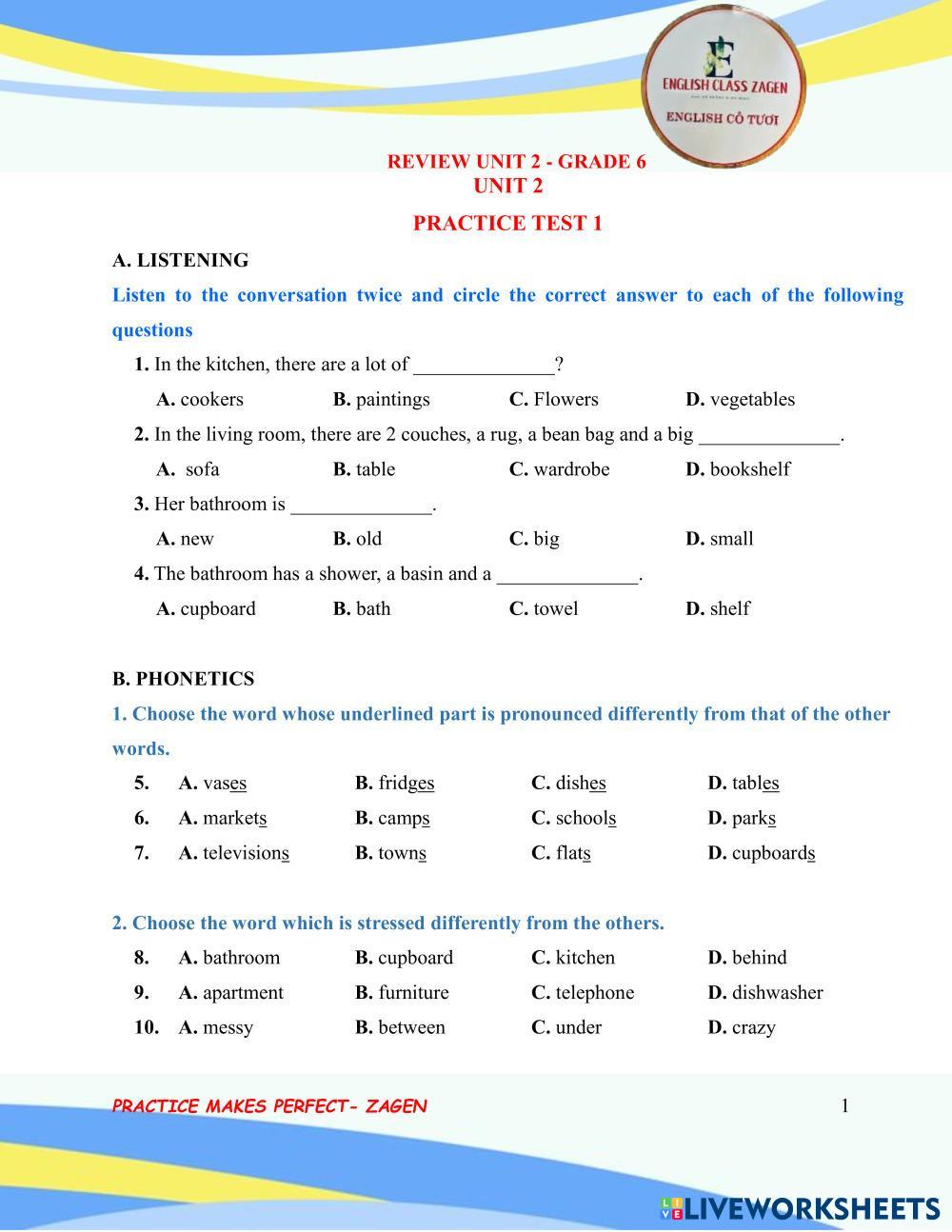 REVIEW U2 - G6 | Free Interactive Worksheets | 7288452