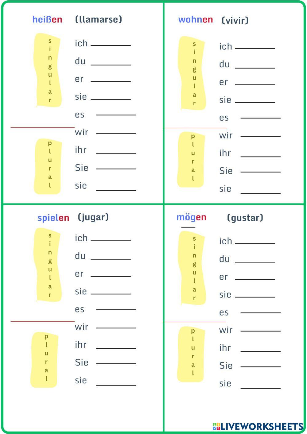 Verben konjugieren | Live Worksheets