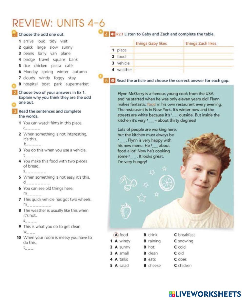 A1 revision 2 (unit 4-6) pre lesson 1 | Live Worksheets