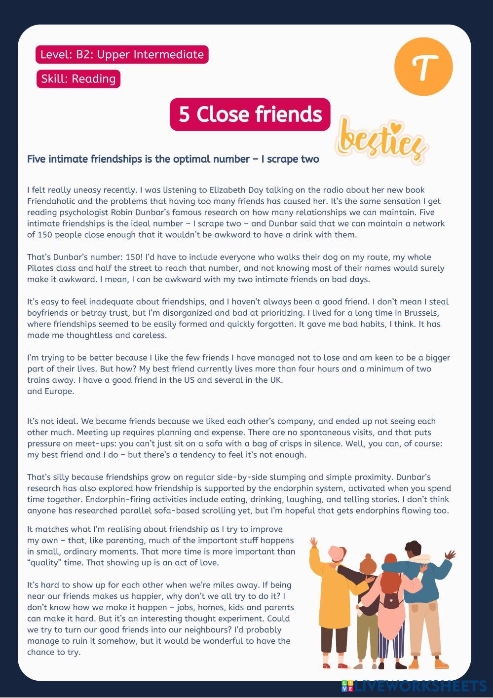 B2 Reading: 5 C… | Free Interactive Worksheets | 7292612