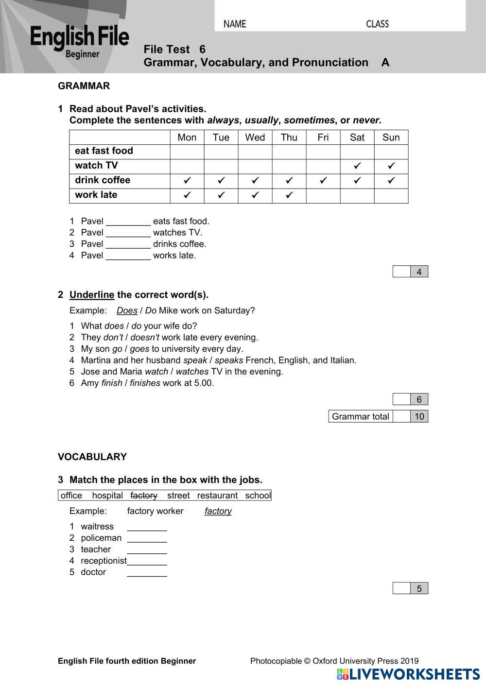 Beg_File test 6a | Free Interactive Worksheets | 7293933