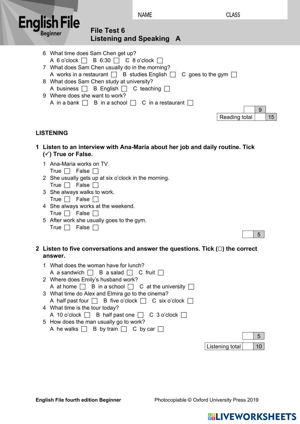 Beg_File test 6a | Free Interactive Worksheets | 7293933