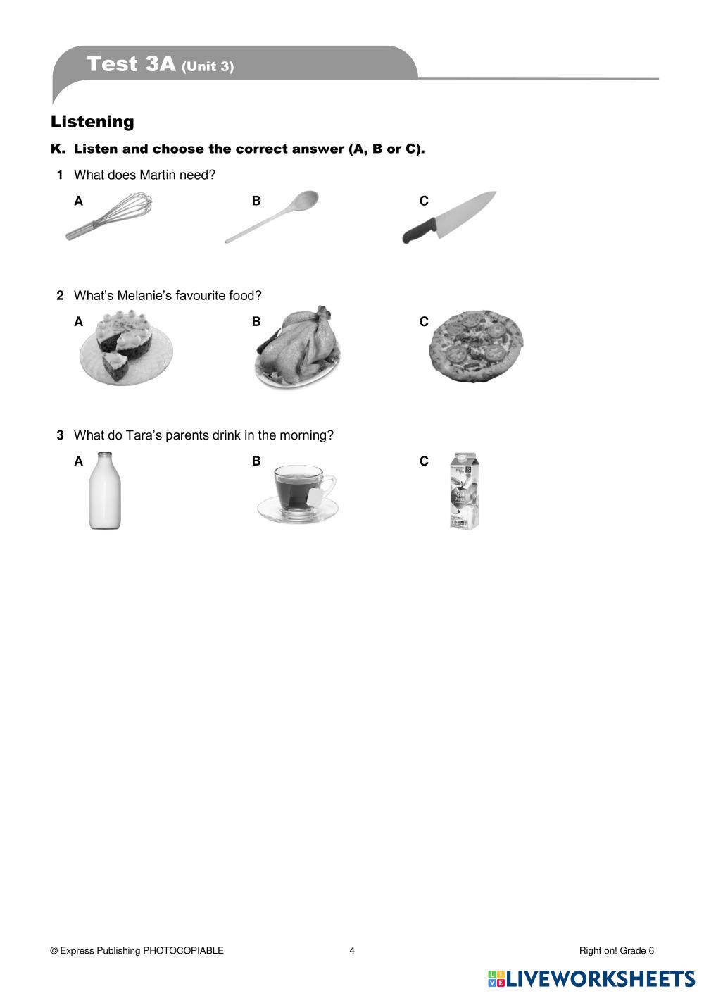 RO 6 - TEST 3A | Free Interactive Worksheets | 7294318