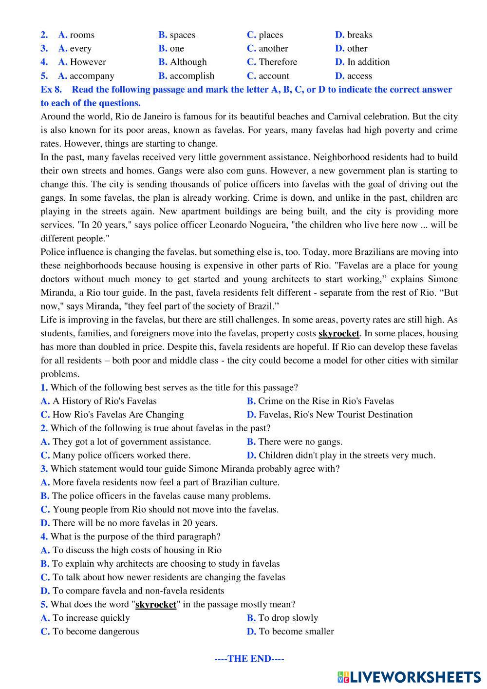 UNIT 3. CITIES … | Free Interactive Worksheets | 7294474