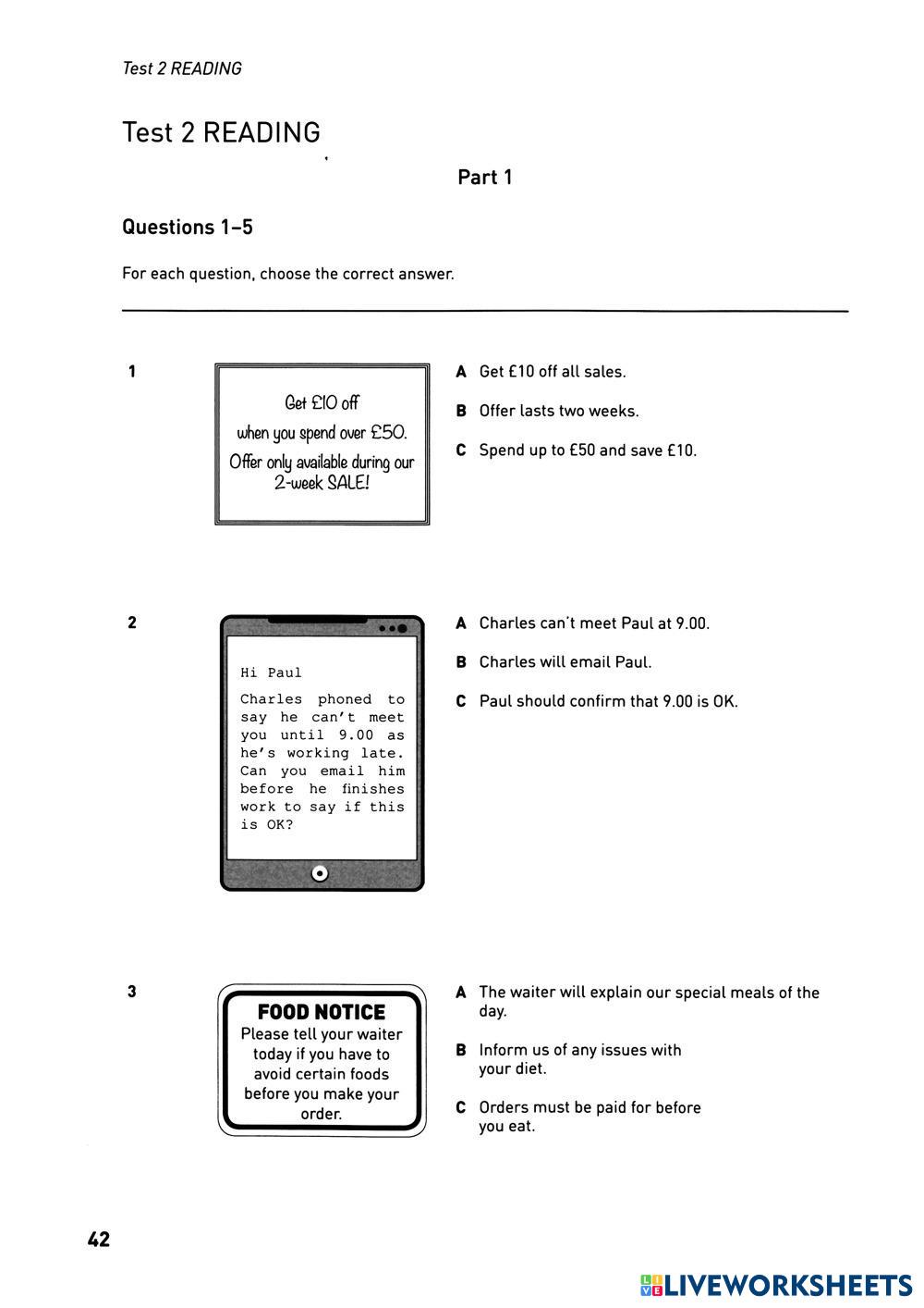 7295377 | B1 Reading Test 2 Part 1 Collins practise tests