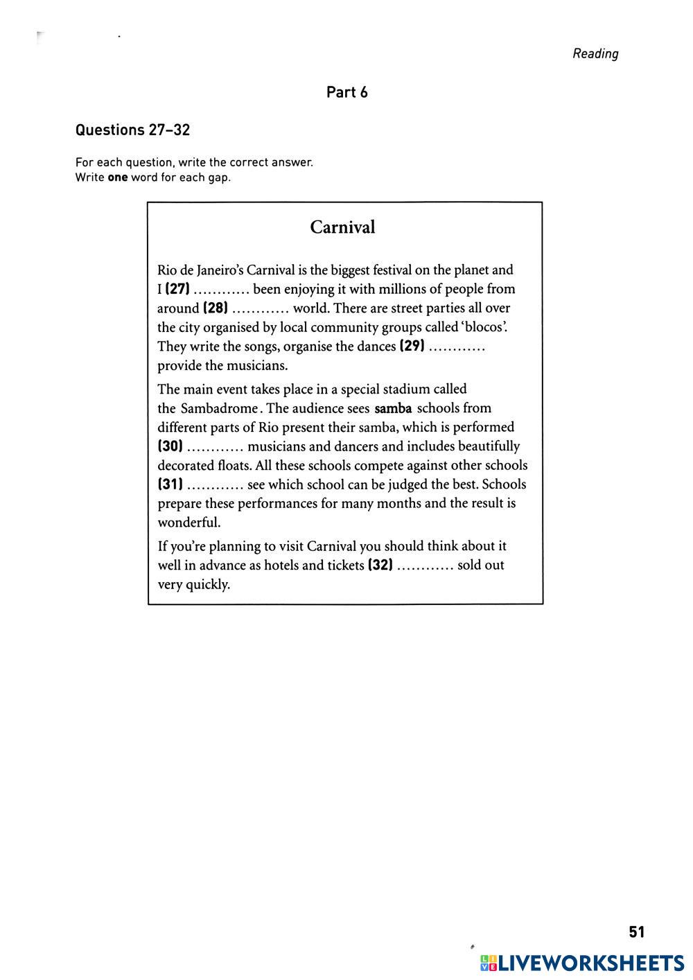 Shana Dooley | B1 Reading Test 2 Part 6 Collins practice