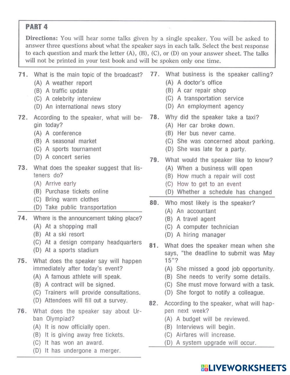 TOEIC PRACTICE TEST 2 7299189 | COURSE 2