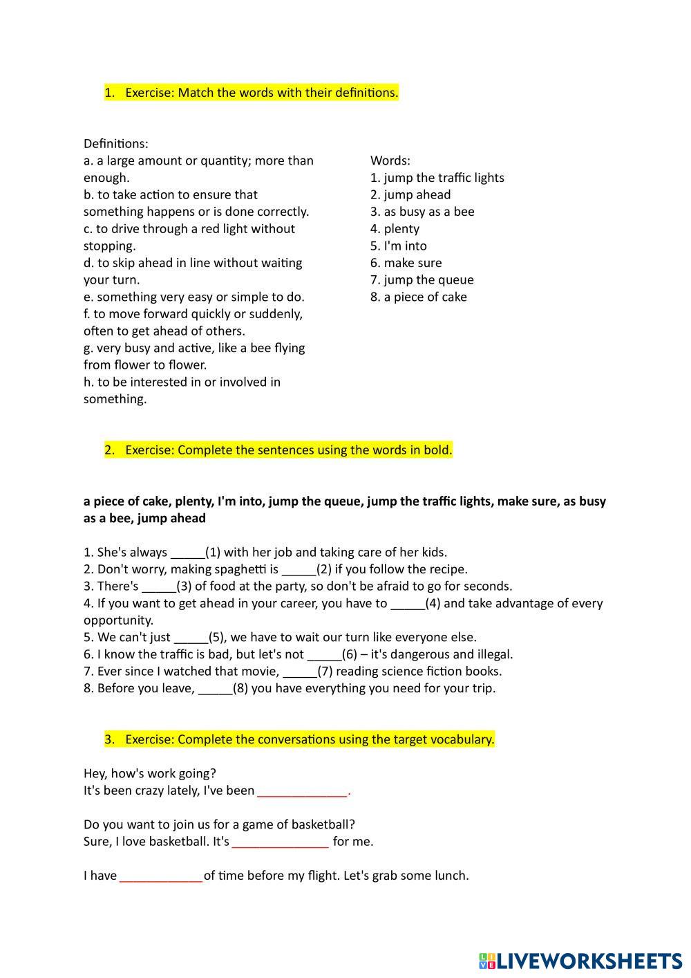 Learn the words | Live Worksheets