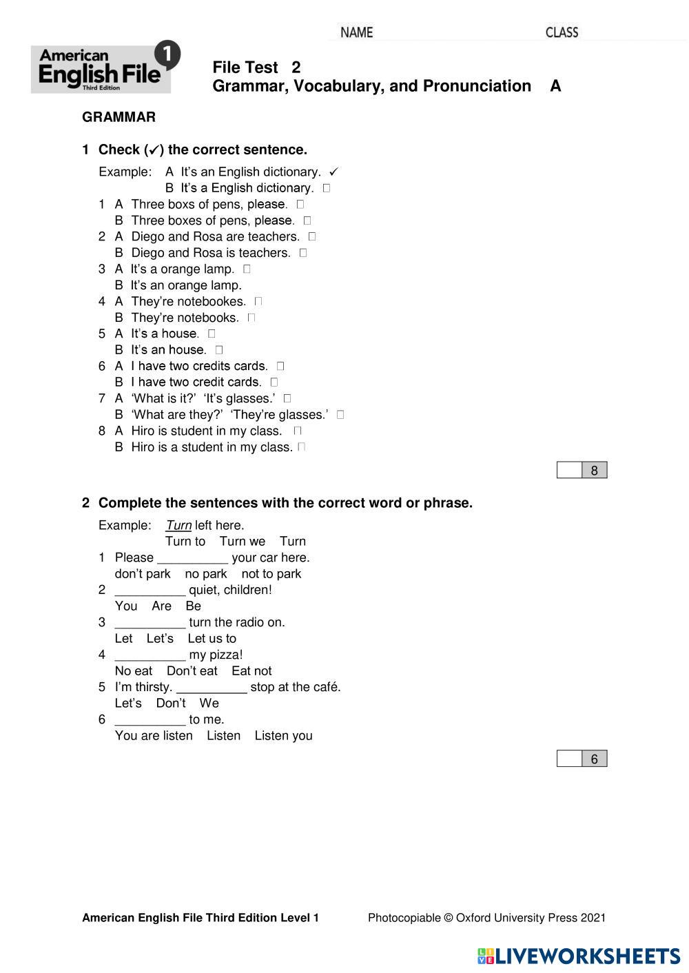 A1 unit 2 quiz | Free Interactive Worksheets | 7299490