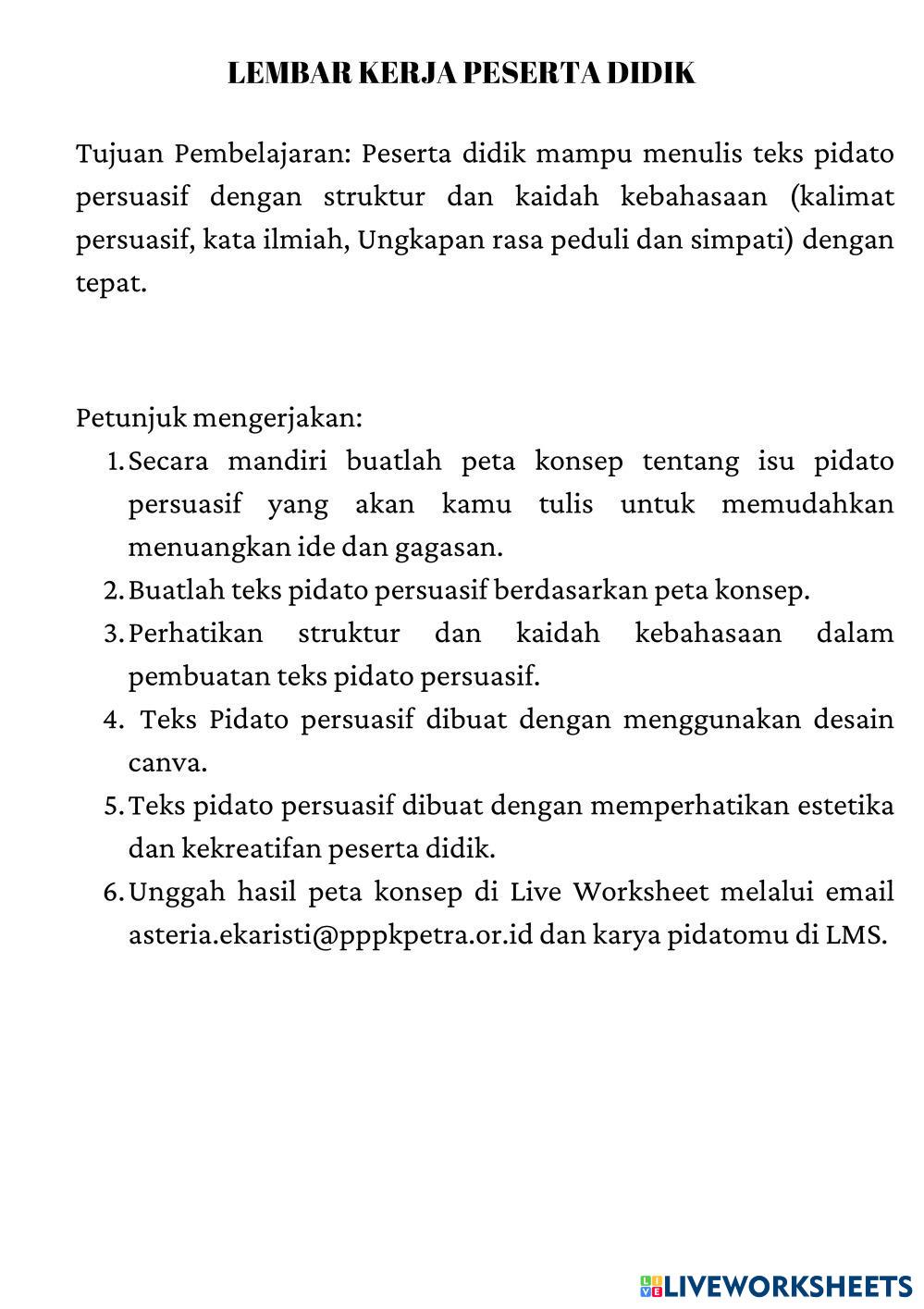 Menulis pidato | Free Interactive Worksheets | 7303393