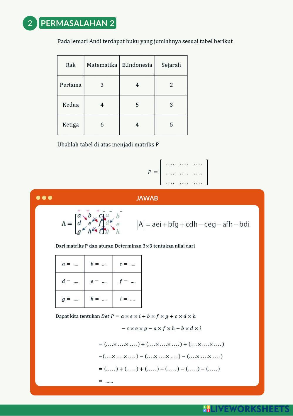 LKPD Matriks (D… | Free Interactive Worksheets | 7301780