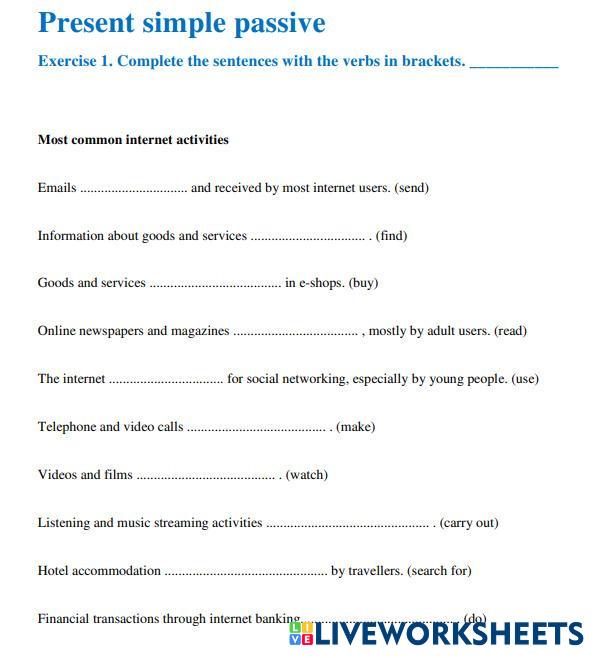 Present simple passive | Live Worksheets