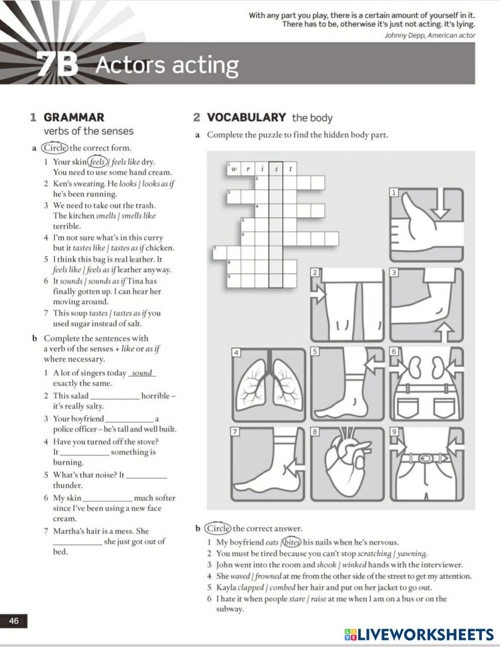 ACTORS ACTING | Free Interactive Worksheets | 7303488