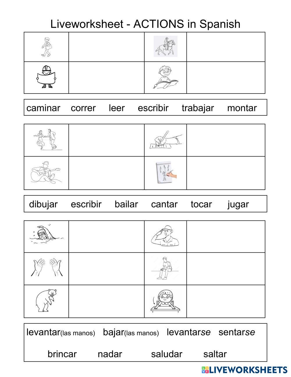 Spanish Actions | Free Interactive Worksheets | 7303722
