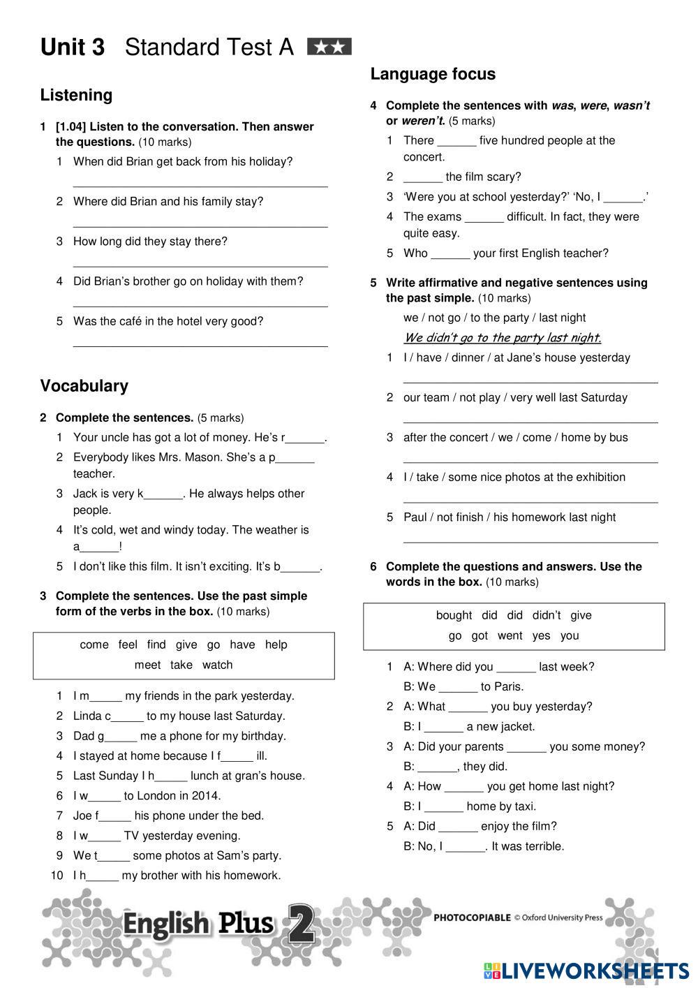 7304048 | English Plus 2 - Unit 3 | duong van