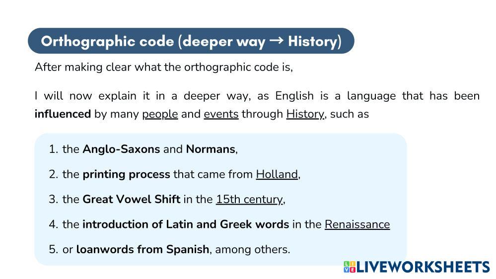 T10- 1. The English orthographic code | Live Worksheets