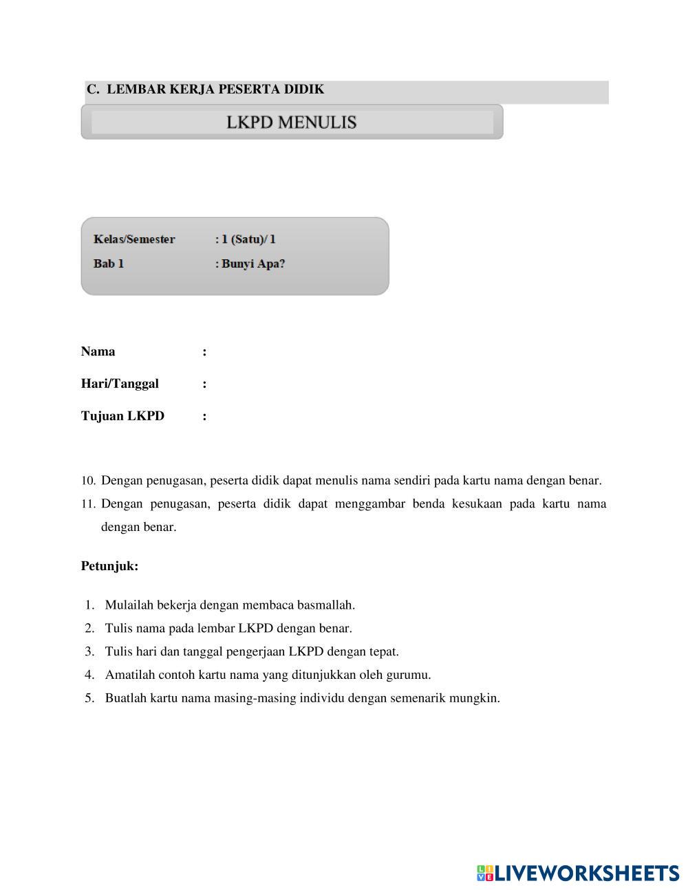 MENULIS | Live Worksheets