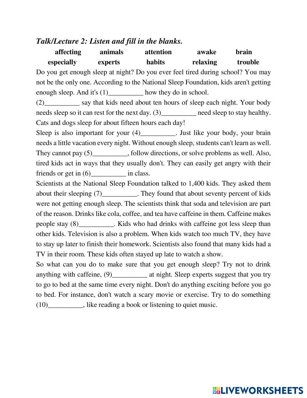 B2 LISTENING TEST 2.2 | Live Worksheets