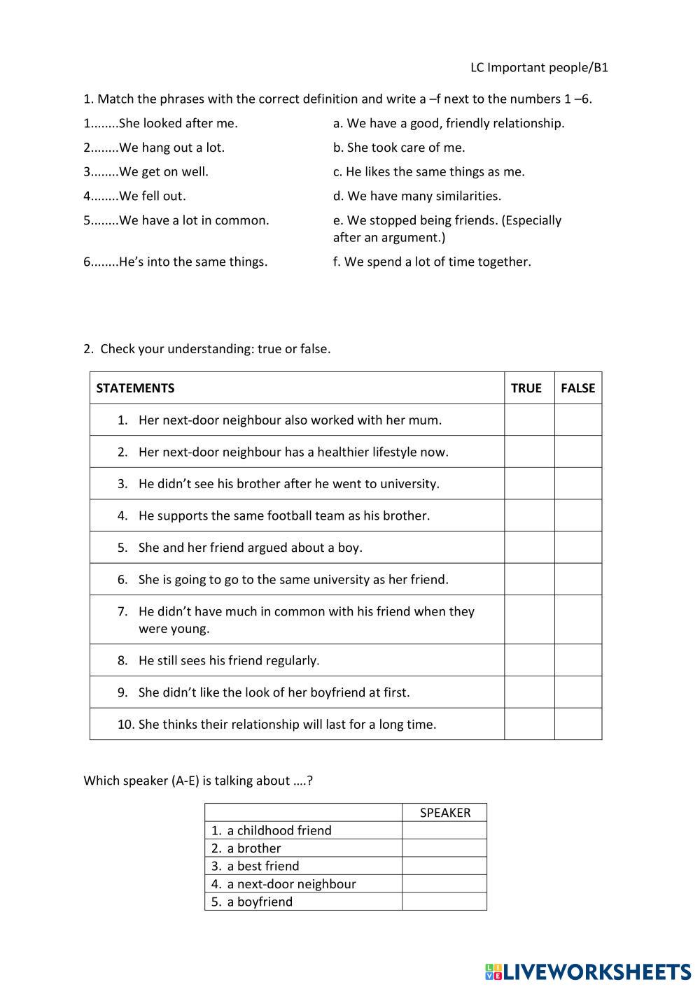 LC Important people | Live Worksheets
