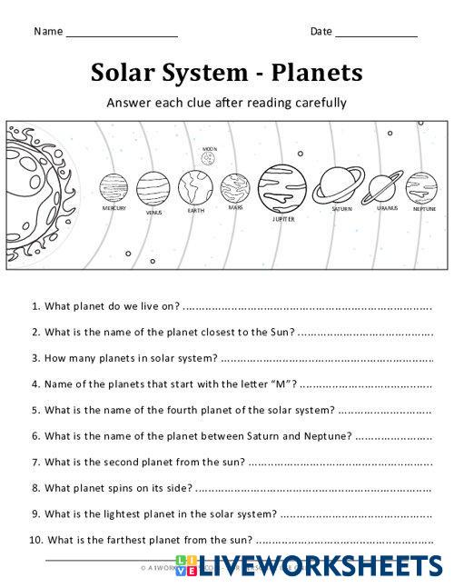 Super solar system | Live Worksheets
